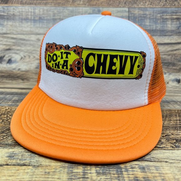 Unbranded | Accessories | Vintage Chevrolet Mens Trucker Hat Orange ...
